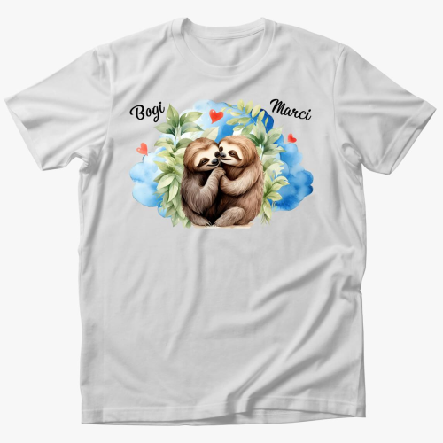 Összebújós szerelmes Lajhárok póló